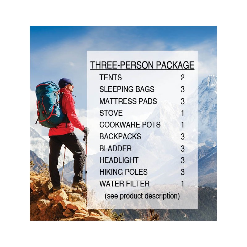 Backpack rental package - three person